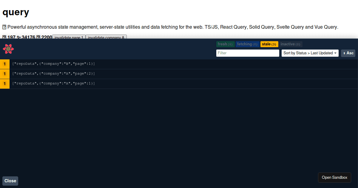 React Query Object Keys Codesandbox