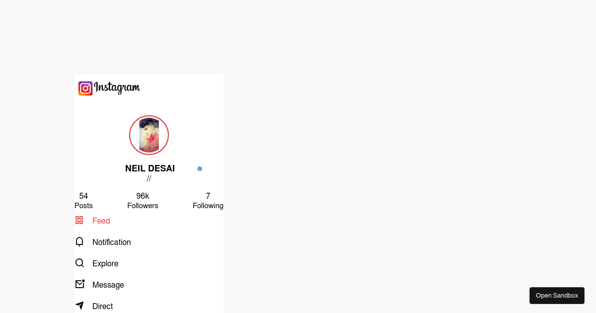INSTA CLONE - Codesandbox