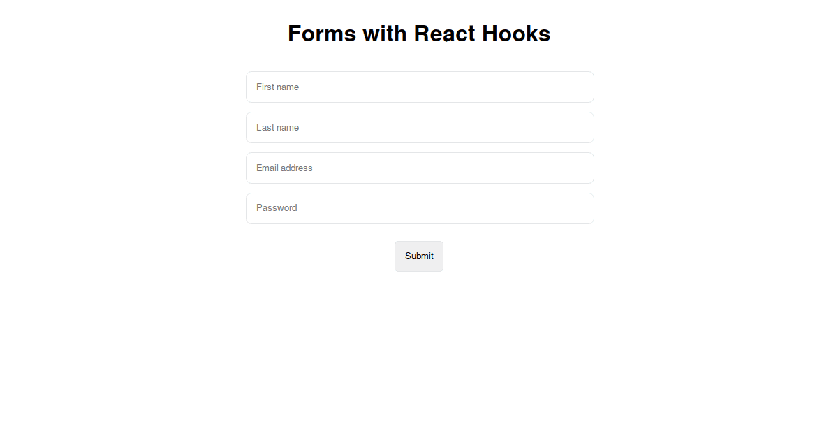 Forms With React Hooks - Codesandbox