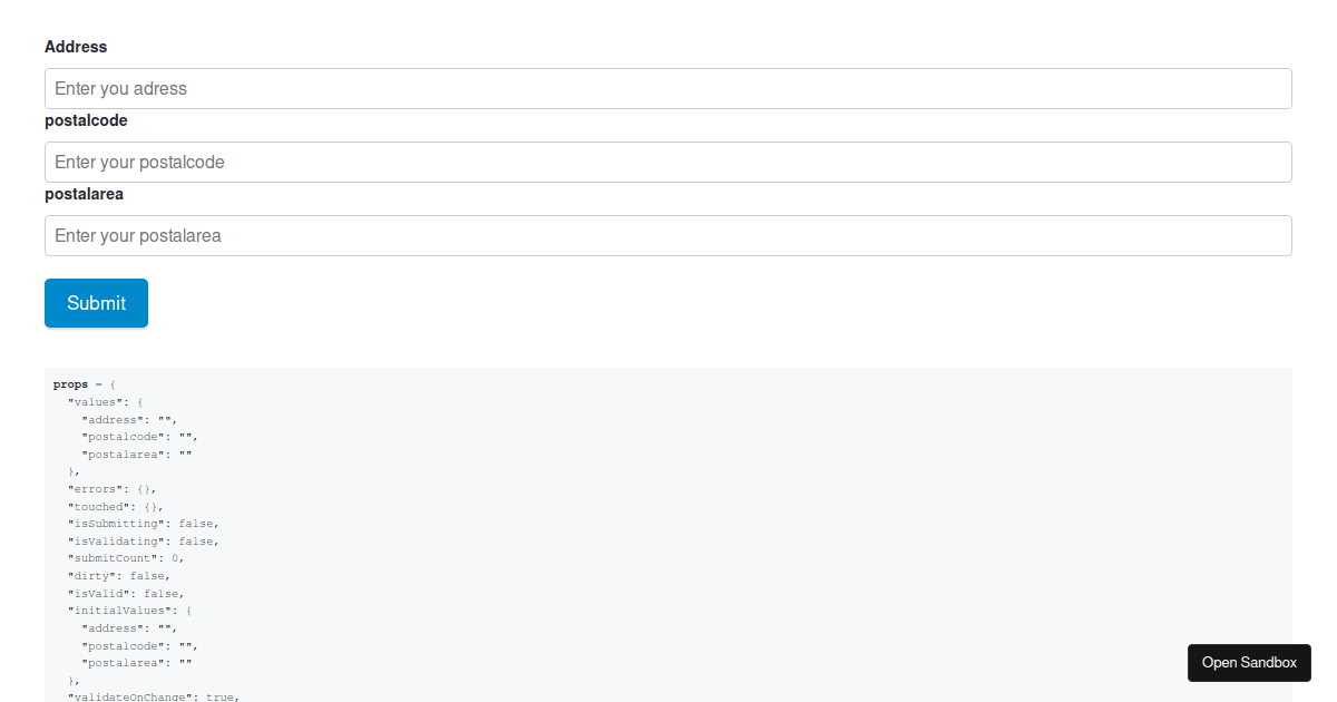 Formik Example - Codesandbox