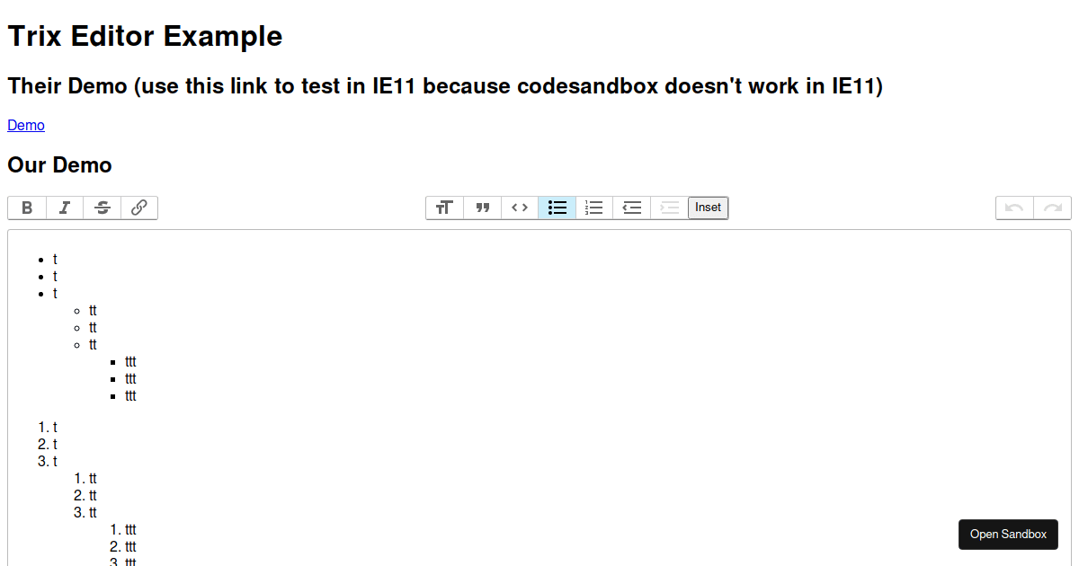 Trix Demo - Codesandbox