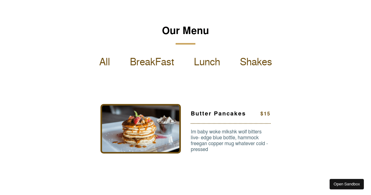 Restaurant Menu App - Codesandbox