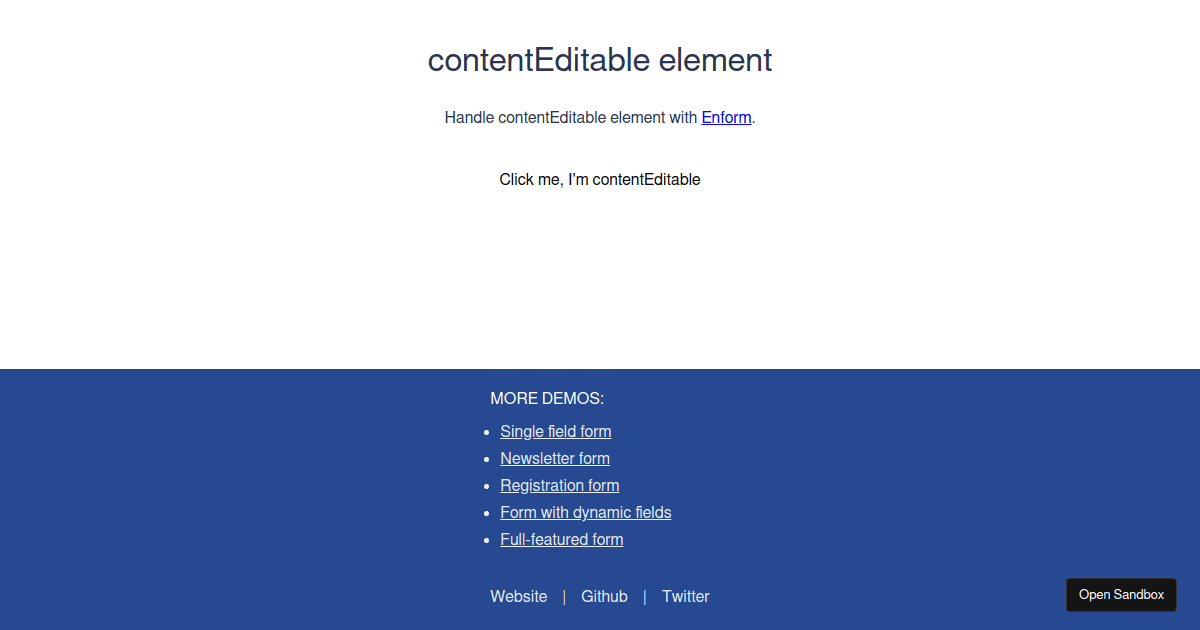 contentEditable element with enform - Codesandbox