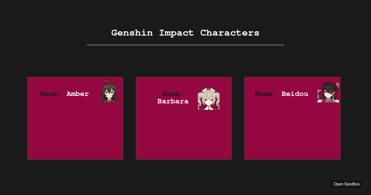 Character Database - Codesandbox