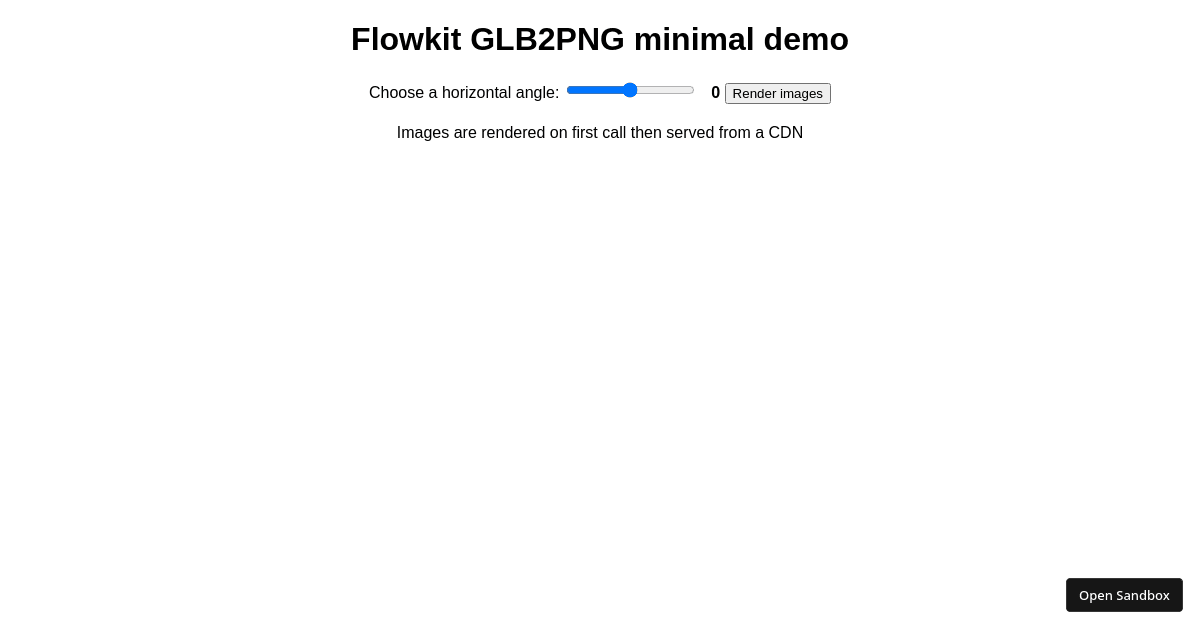 Flowkit GLB2PNG Minimal Demo - Codesandbox