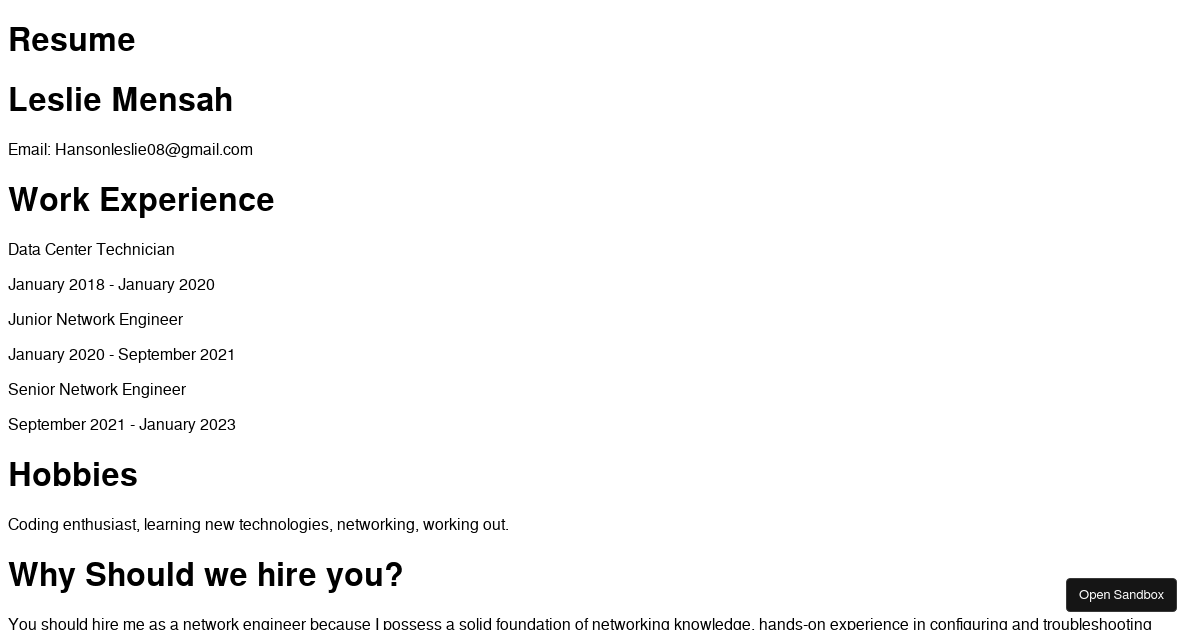 Resume - Codesandbox