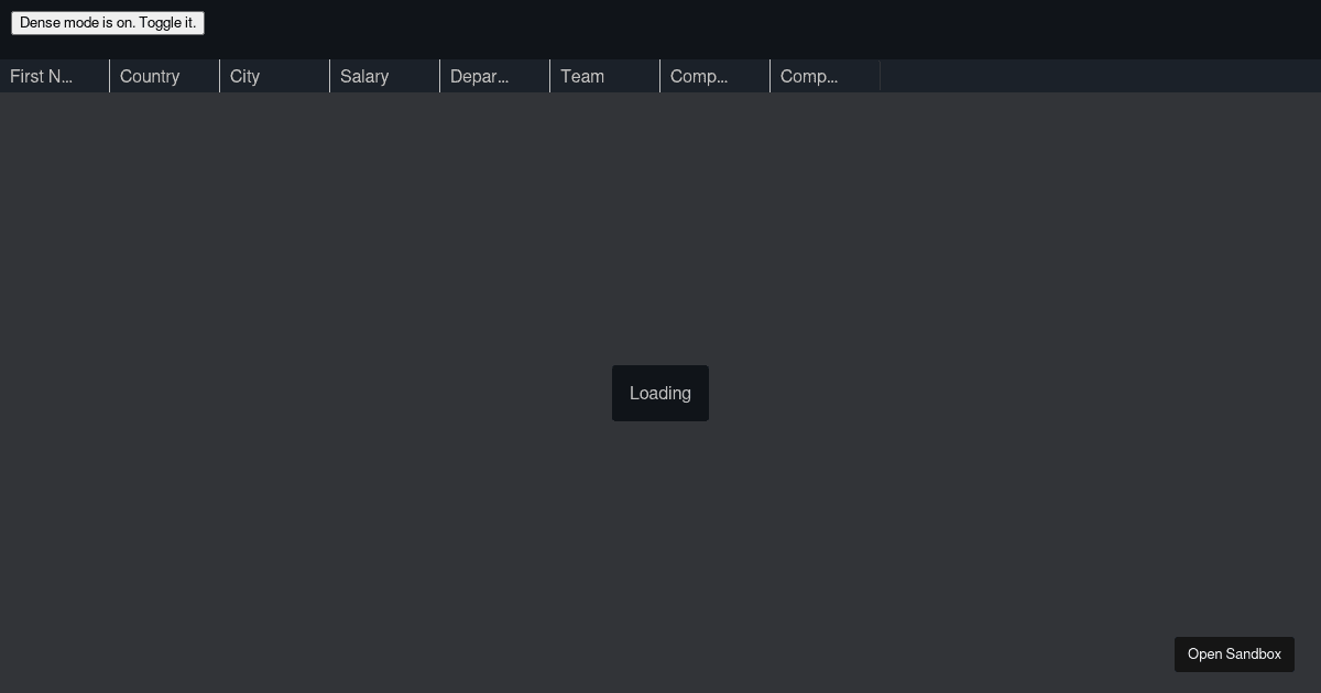 React Datagrid Dense Mode Codesandbox 