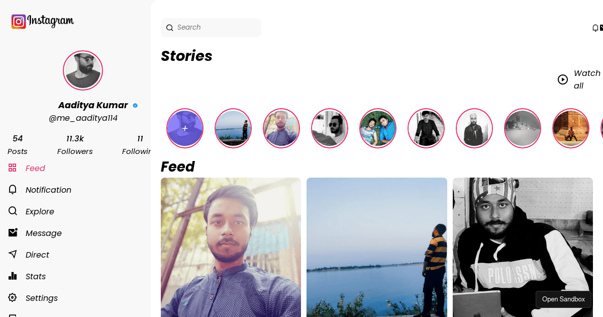INSTAGRAM CLONE - Codesandbox