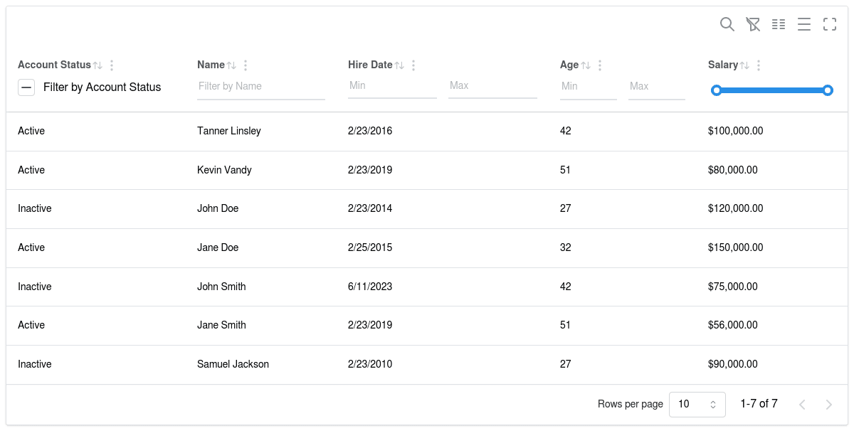 Mantine React Table Example Customize Filter Variants Codesandbox