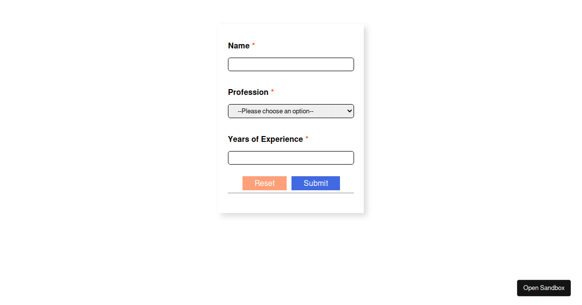 form-control-react-example (forked) - Codesandbox