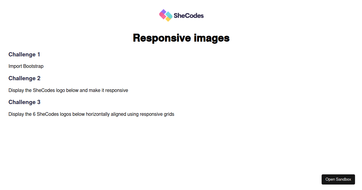 Responsive images challenge - Codesandbox
