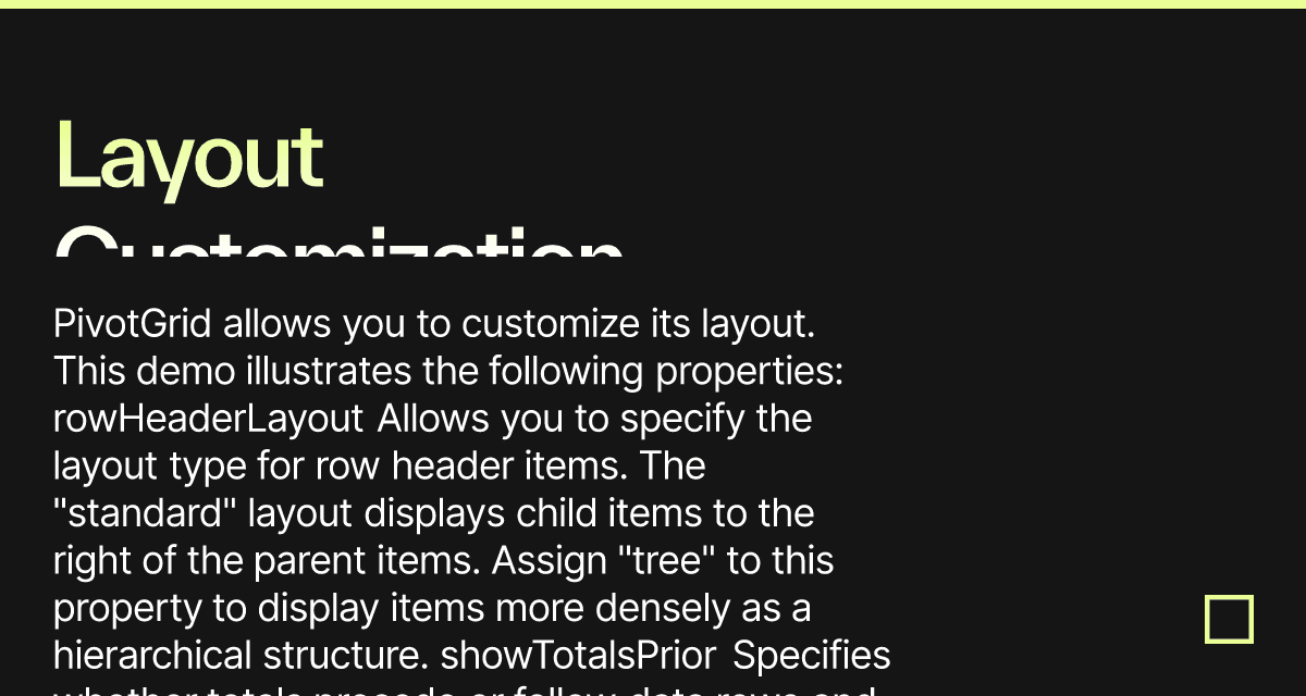 Layout Customization - DevExtreme Pivot Grid - Codesandbox