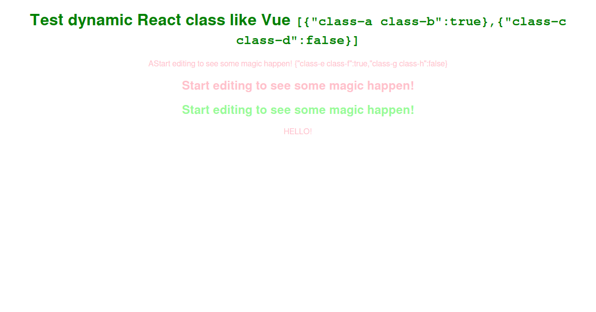 ReactDynamicClassName DEMO - Codesandbox