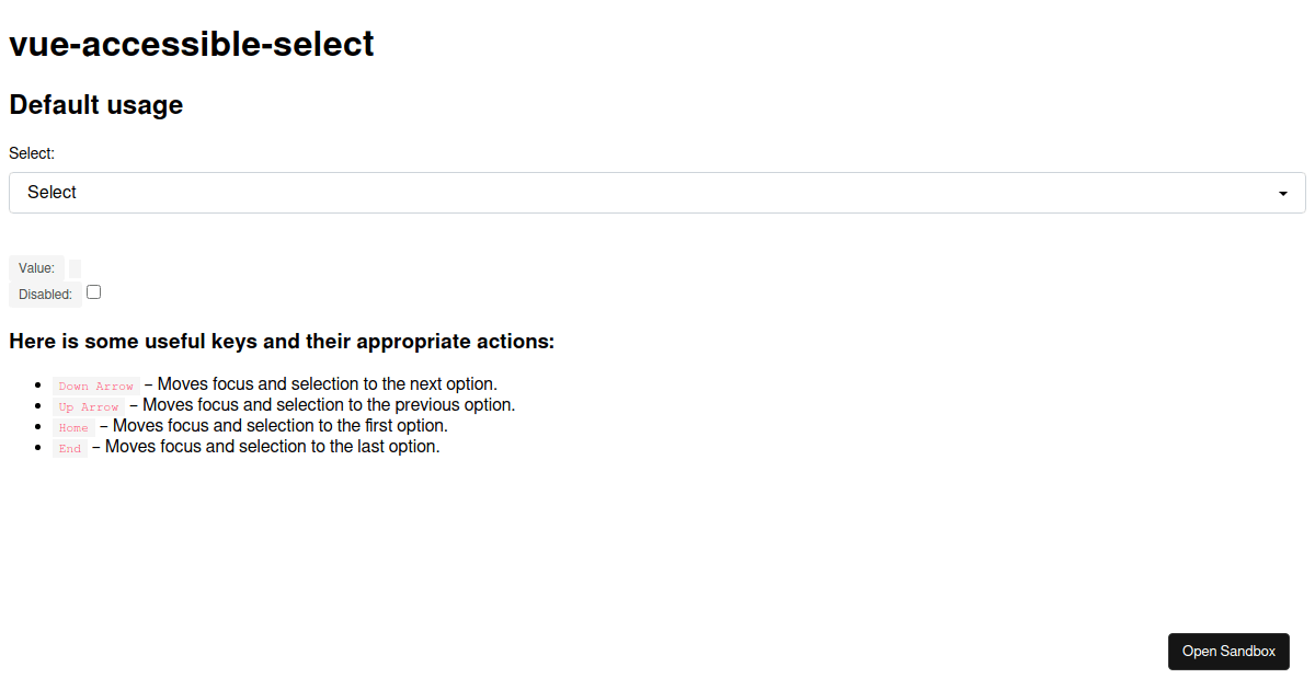 vue-accessible-select (forked) - Codesandbox