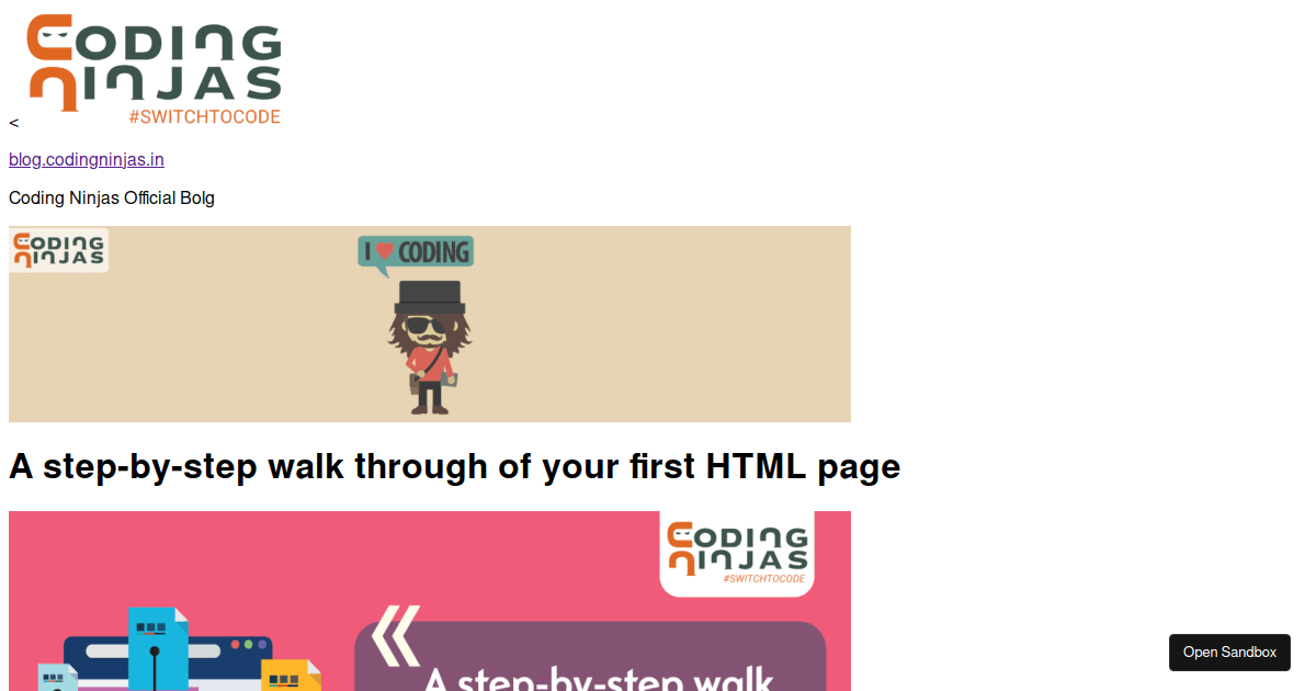 Blog: Walk through your first HTML page (forked) - Codesandbox