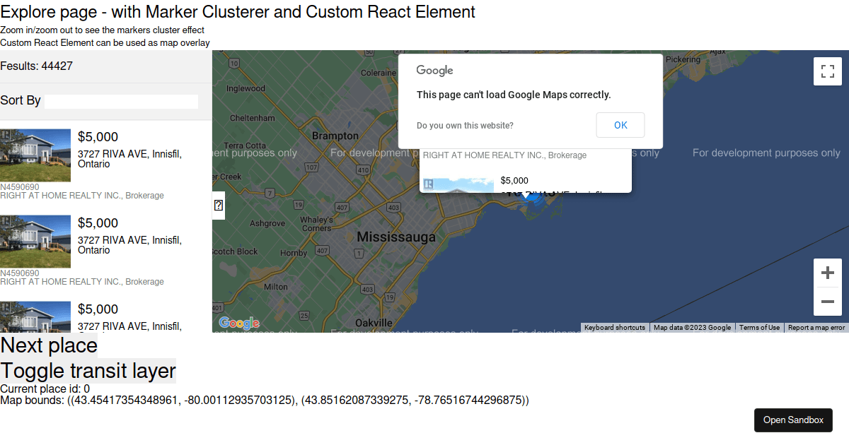 google-maps-custom-elements-and-markers-cluster - Codesandbox