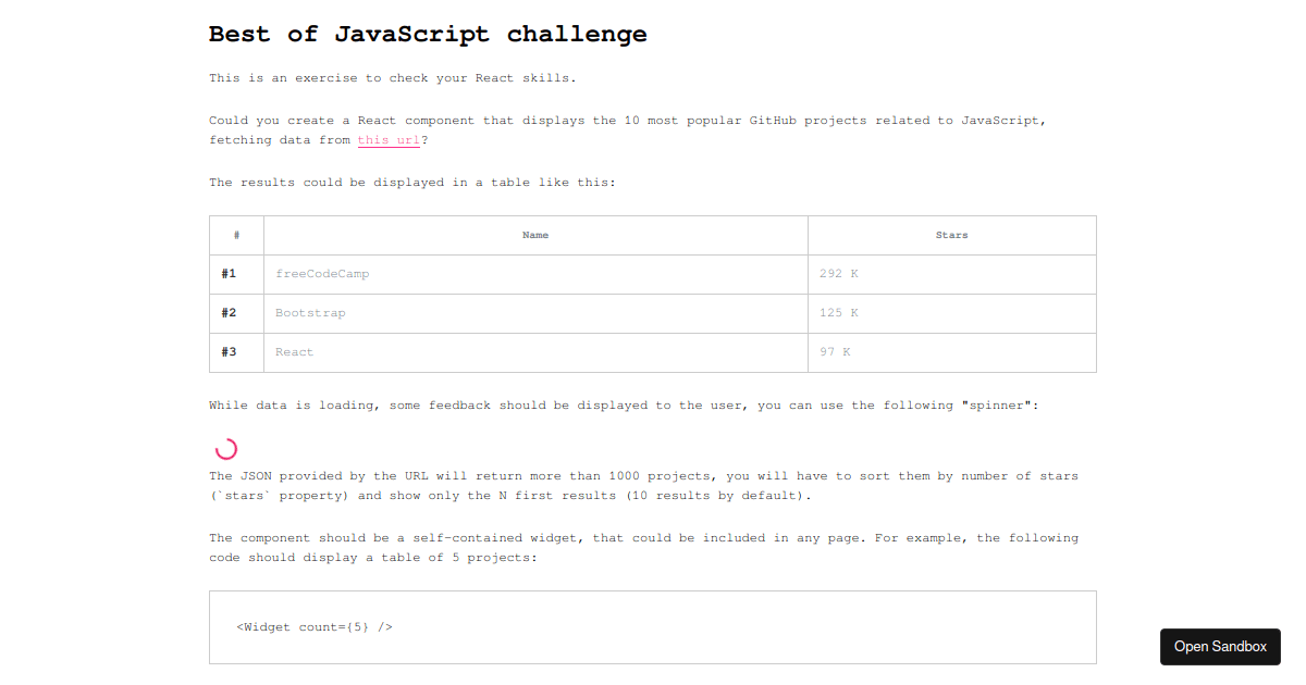 Challenge #1 - Fetching data - Codesandbox