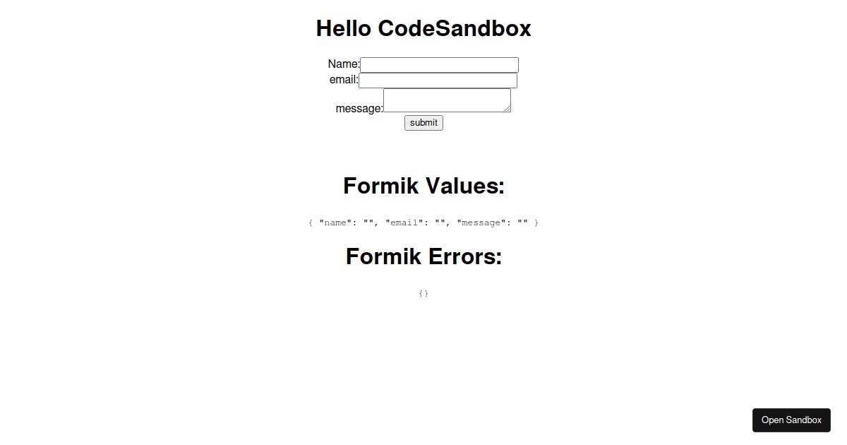 Formik only API validation - Codesandbox