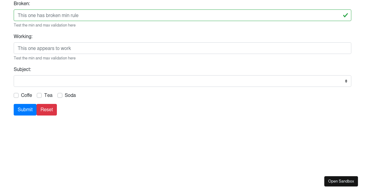 Validation Components - BootstrapVue - Codesandbox