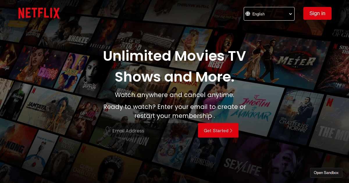 NETFLIX Landing Page - Codesandbox
