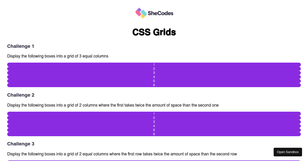 CSS Grids / Challenge (forked) - Codesandbox
