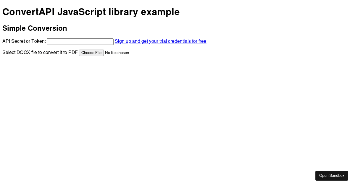 Simple Conversion - Codesandbox
