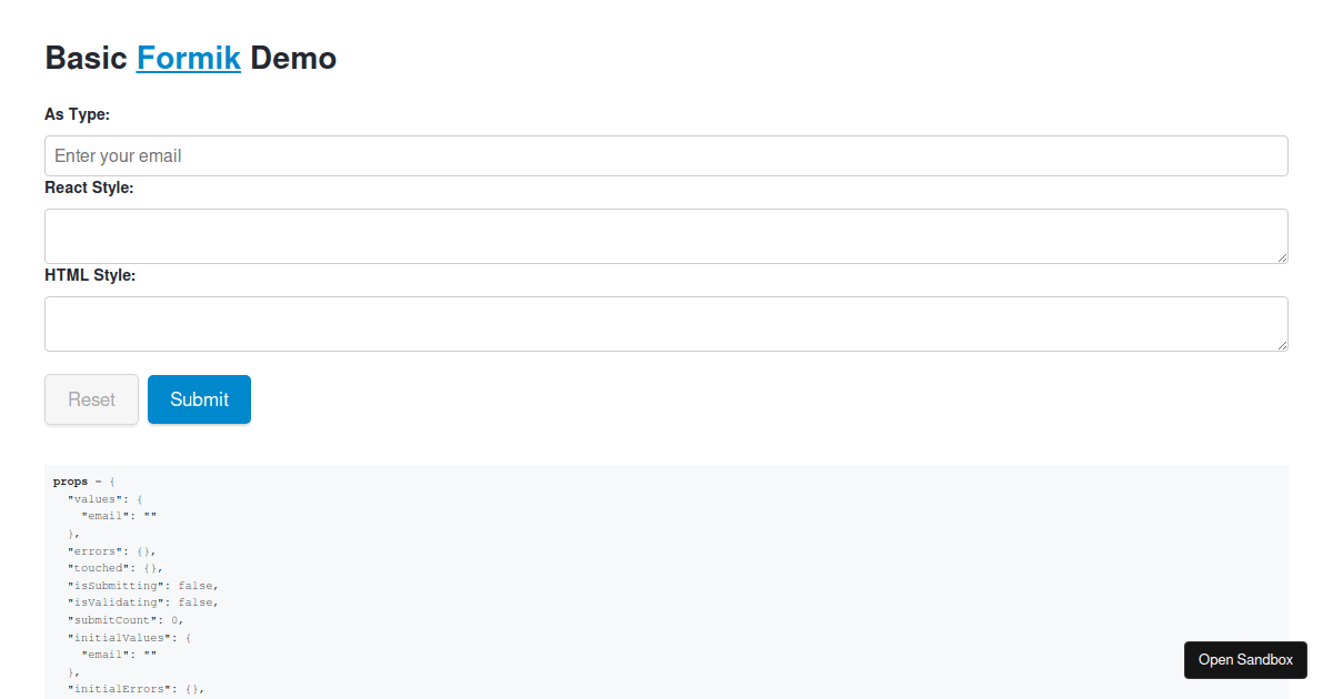 Formik Example - Codesandbox