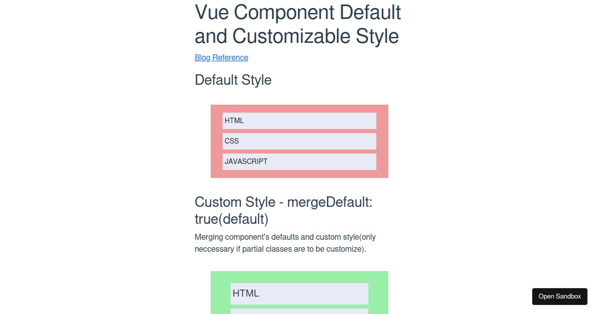 Vue Component Default And Customizable Style Codesandbox