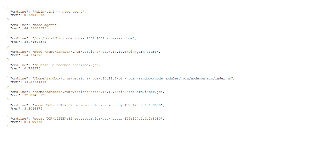 Process List test - Codesandbox