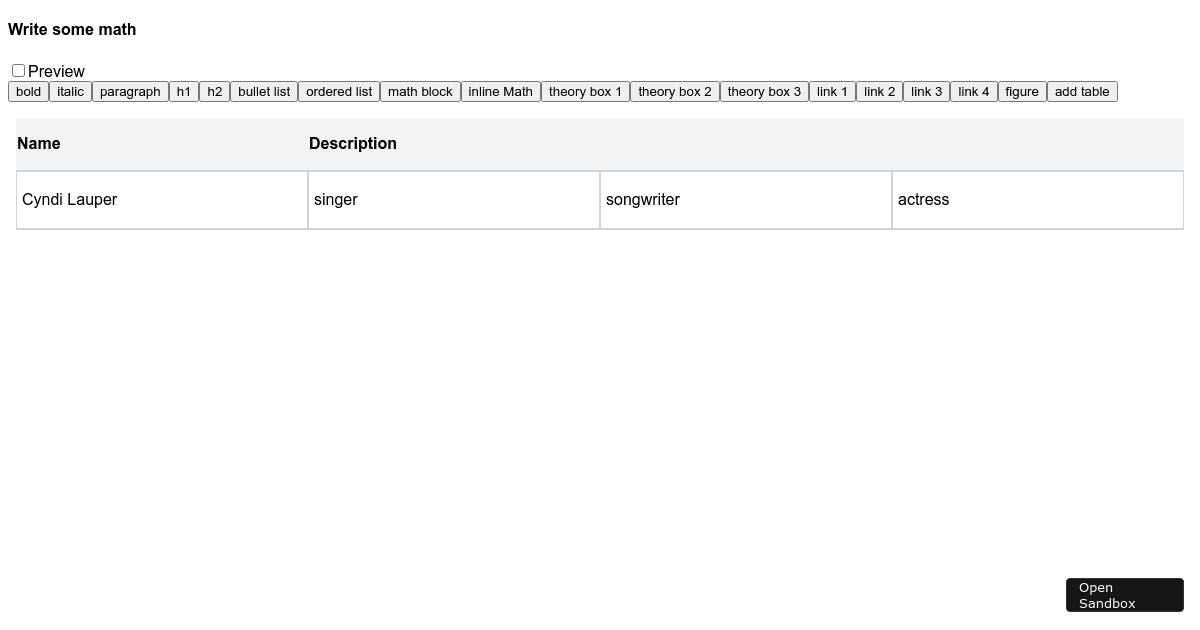 table - Codesandbox