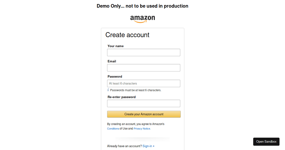 Amazon-Create-Account-Clone - Codesandbox