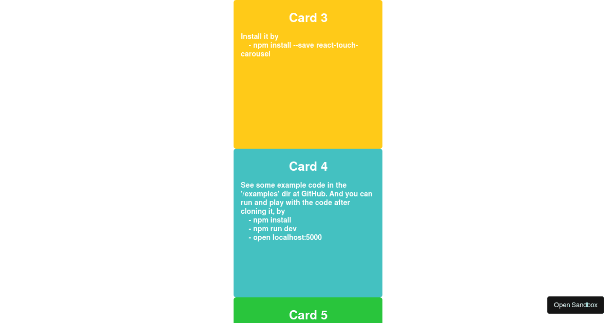 React Touch Carousel Sandbox Example Forked Codesandbox