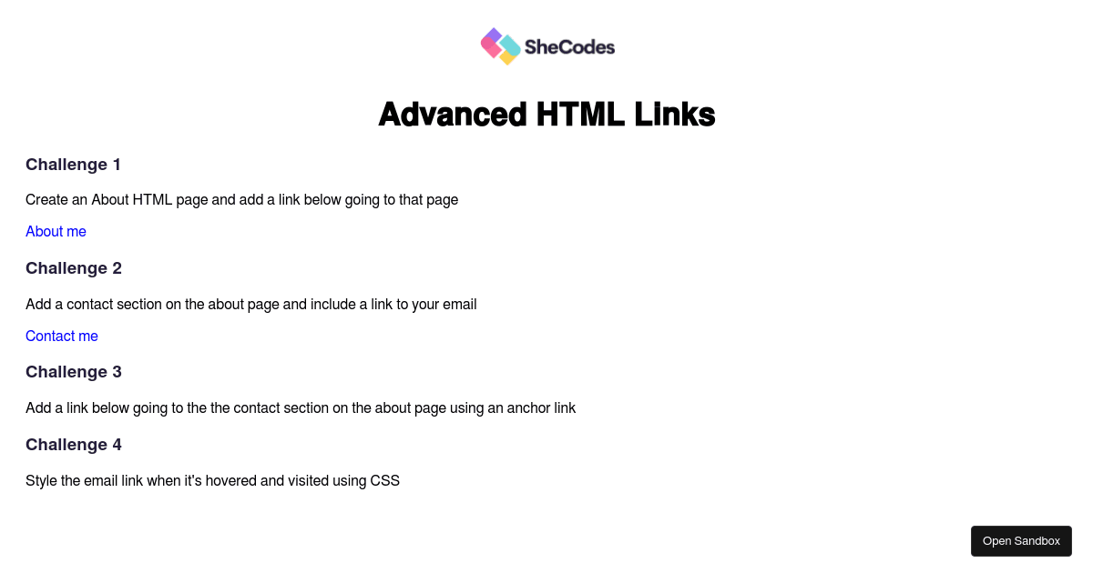 advanced-html-links-challenge - Codesandbox