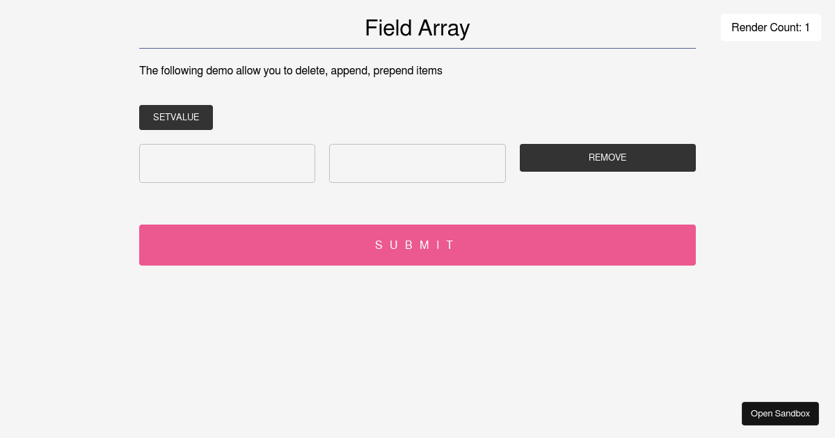 React Hook Form - useFieldArray (forked) - Codesandbox