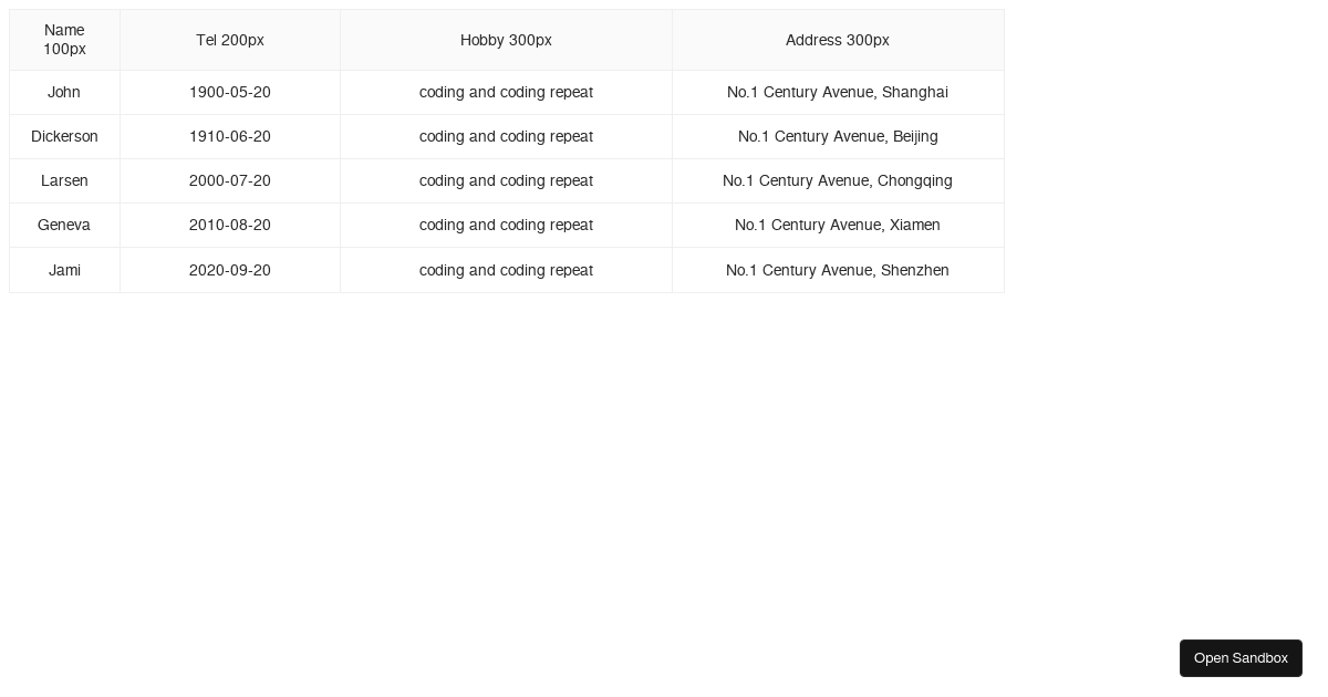 Vue Easytable255 Example Codesandbox