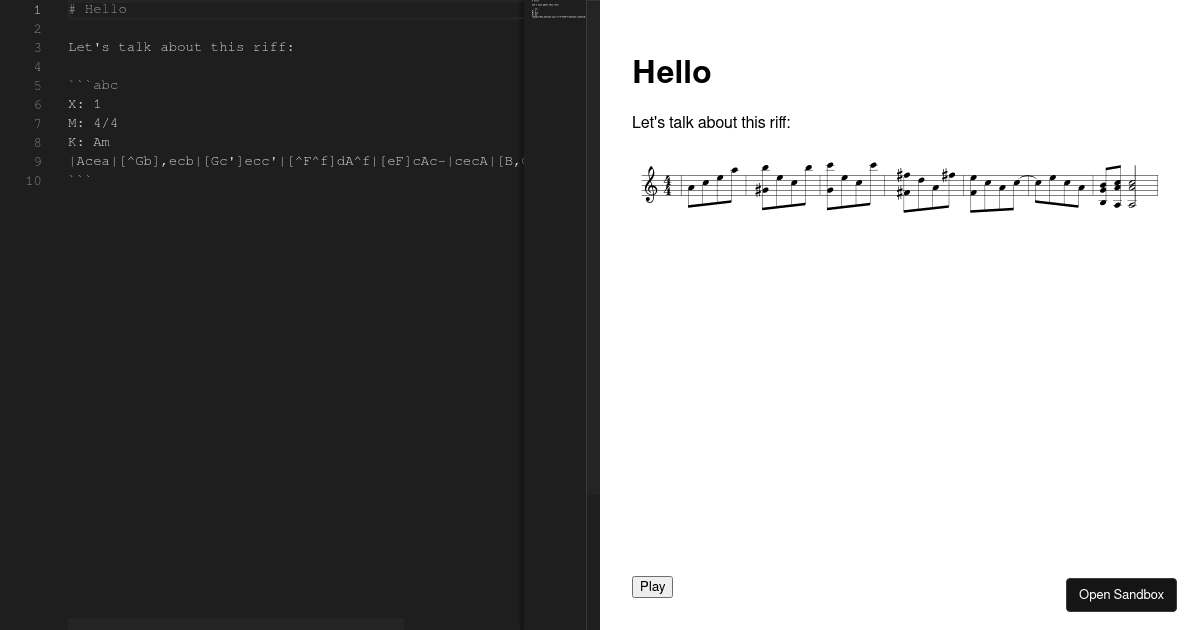 markdown-abcjs (forked) - Codesandbox