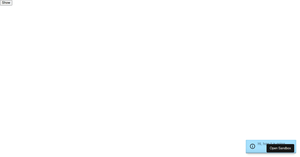 Izi Toast React Wrapper Forked Codesandbox
