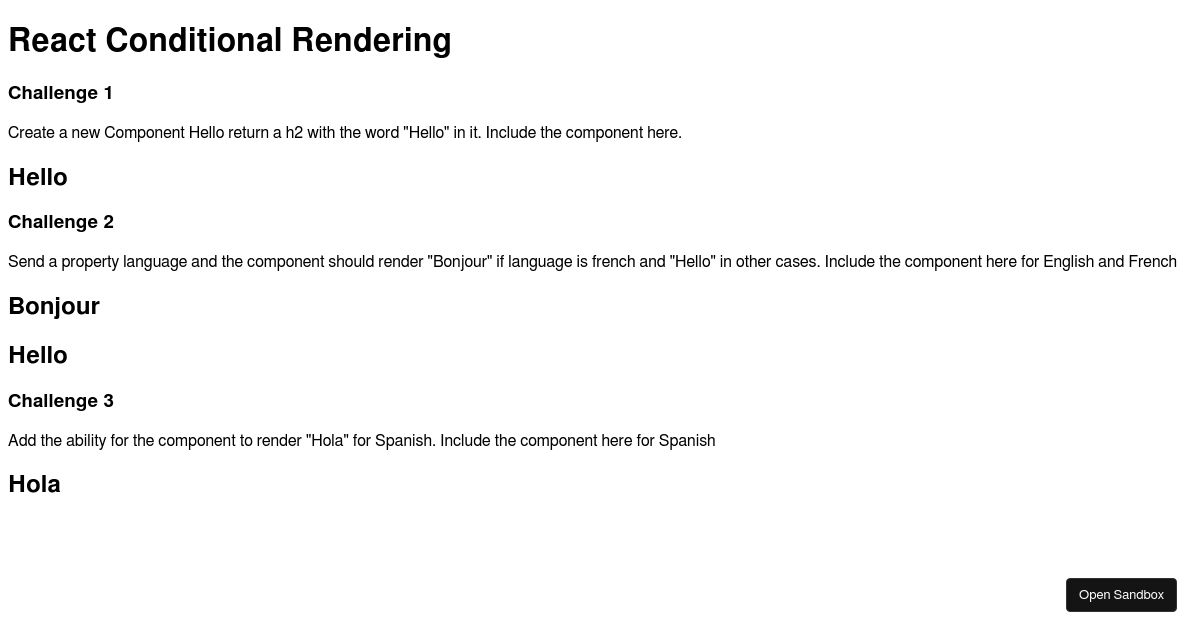 React conditional rendering (forked) - Codesandbox