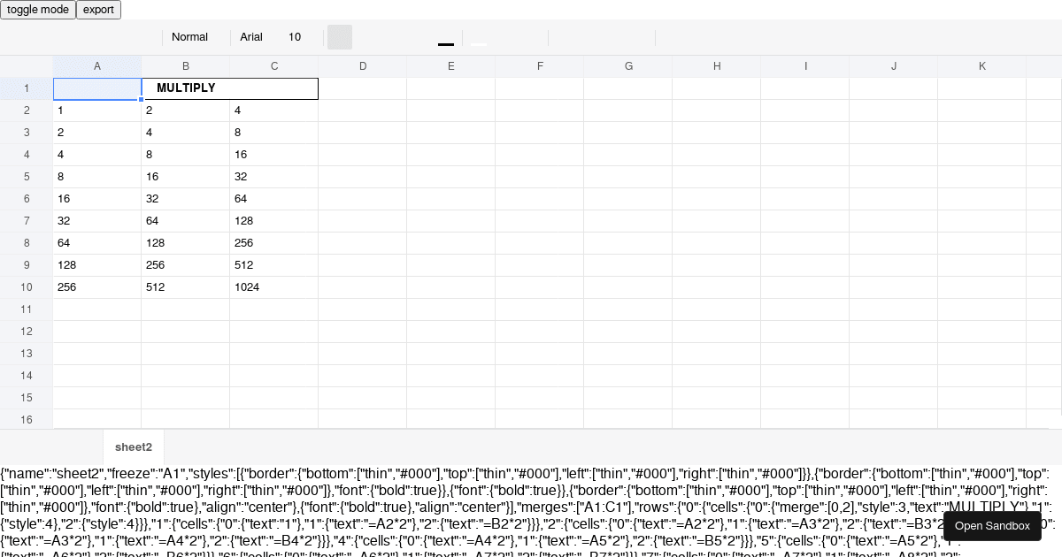 x-spreadsheet-react - Codesandbox