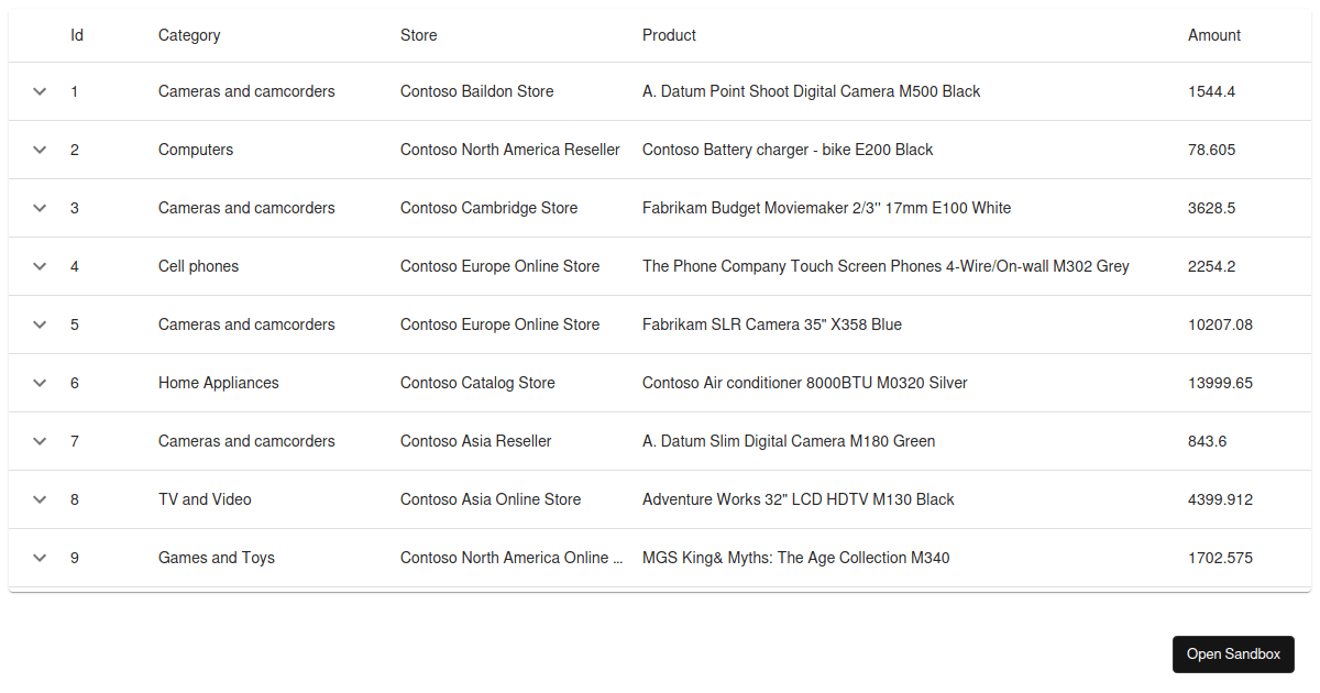 DevExtreme React Grid for Material UI - Codesandbox