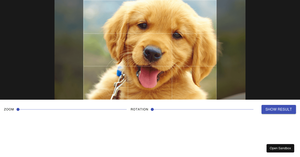 react-easy-crop demo with cropped output - Codesandbox