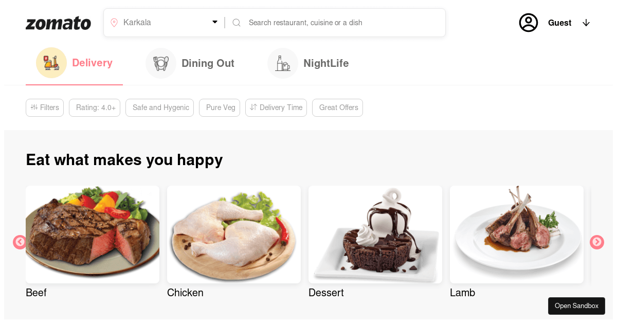 Zomato Clone Codesandbox