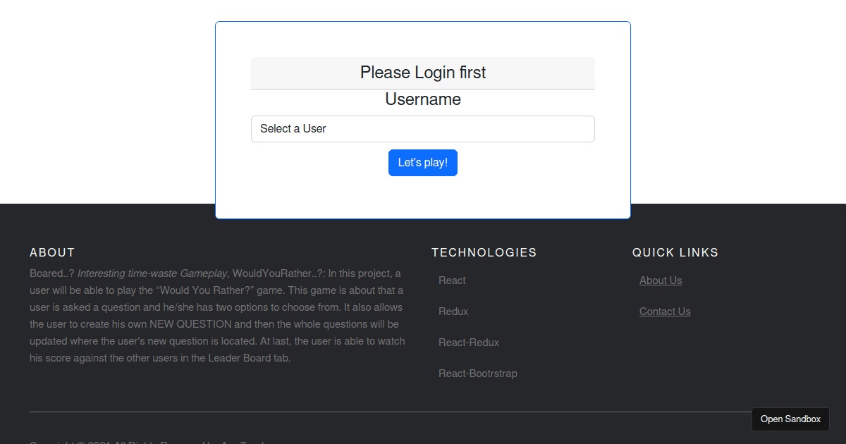 would-you-rather - Codesandbox