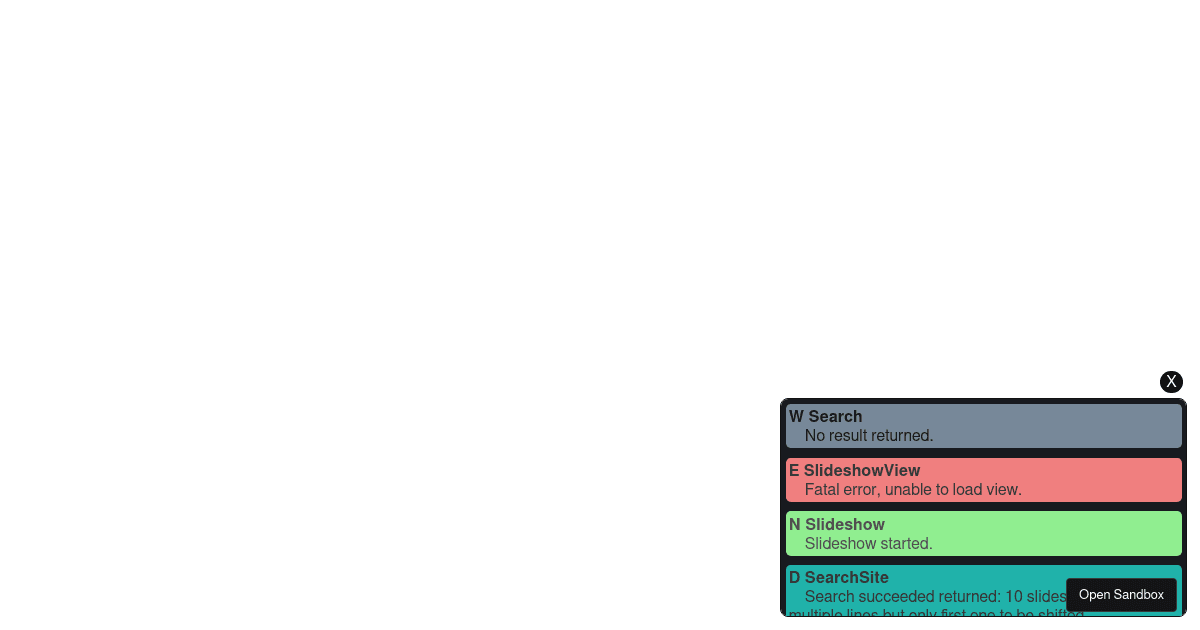 Log view - Codesandbox
