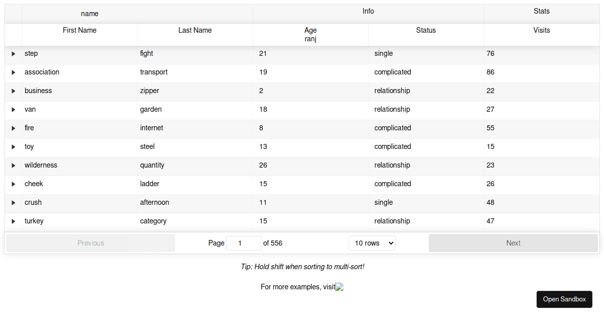 React-Table - Sub Components (forked) - Codesandbox