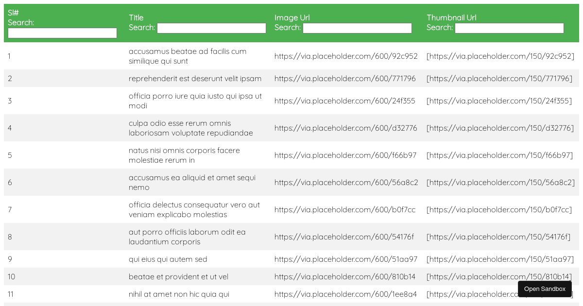data table (forked) - Codesandbox