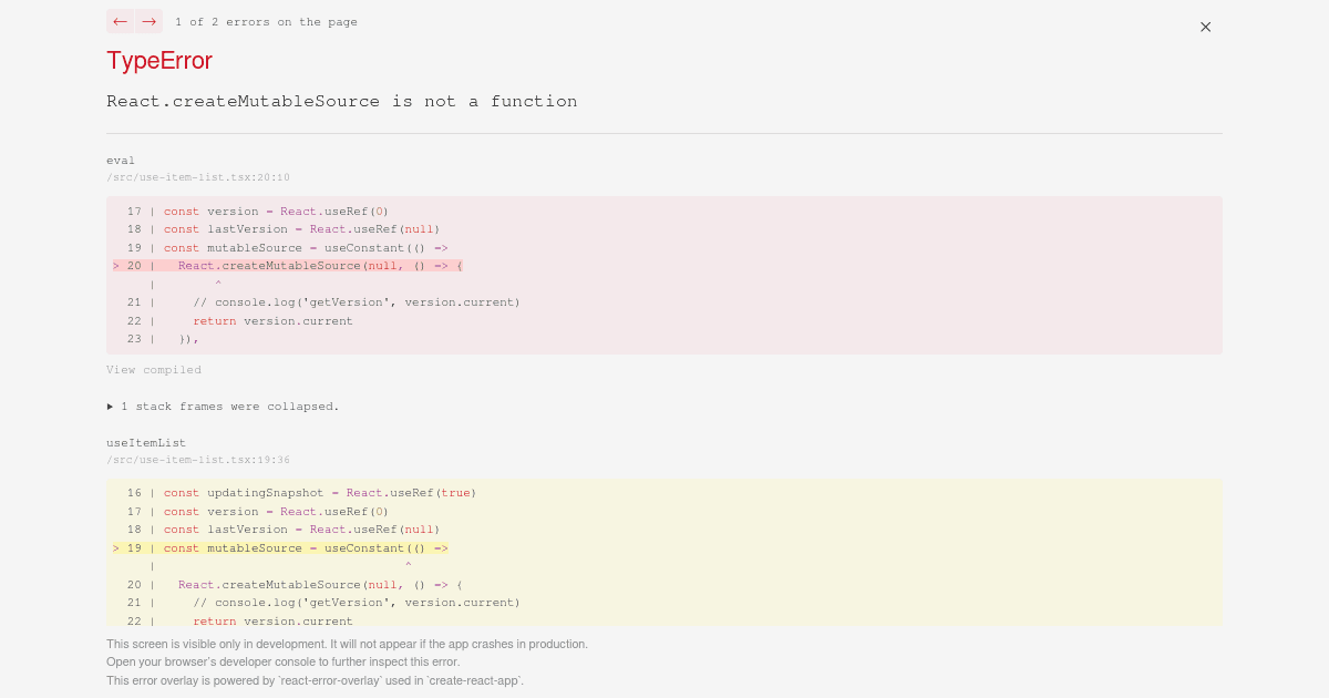 useItemList w/ useMutableSource - Codesandbox