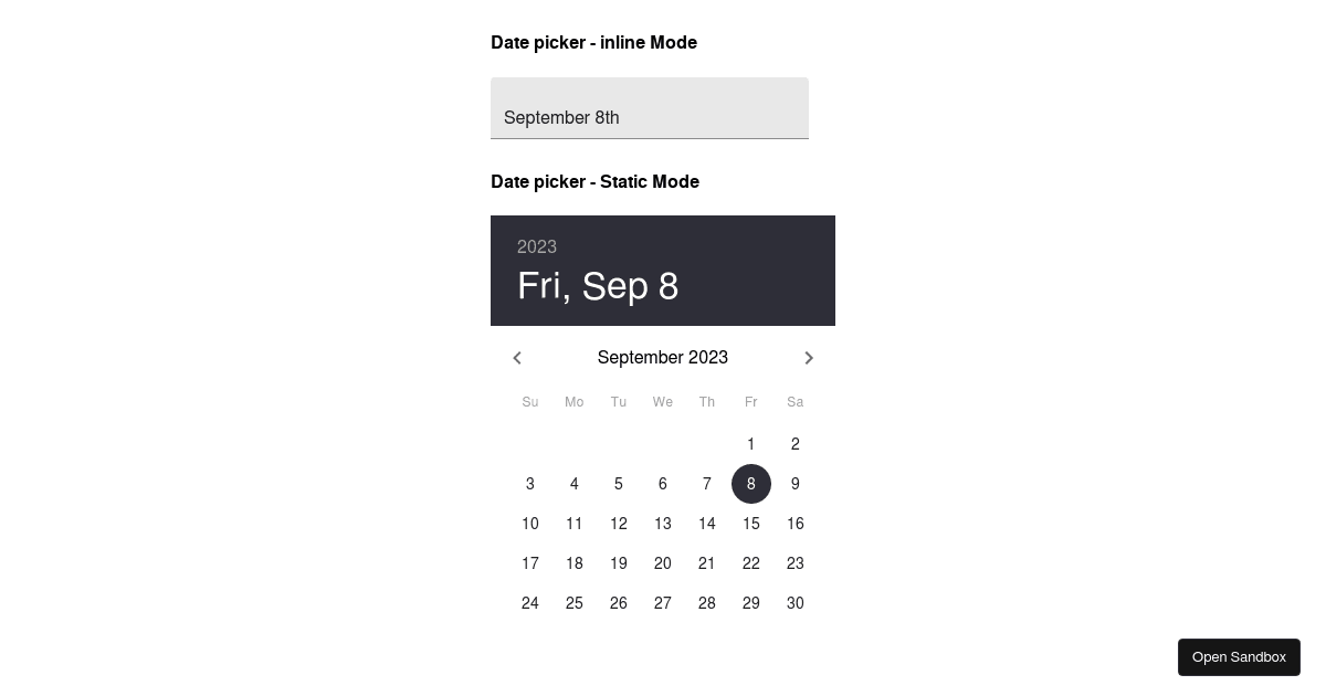 Material-ui-pickers showcase - Codesandbox