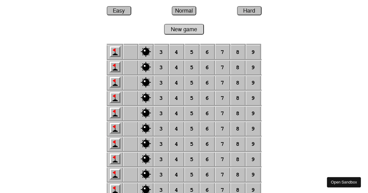 Mine sweeper project - Codesandbox