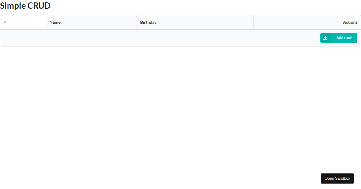 Simple CRUD - Pure Javascript - Codesandbox Simple CRUD - Pure Javascript - Codesandbox
